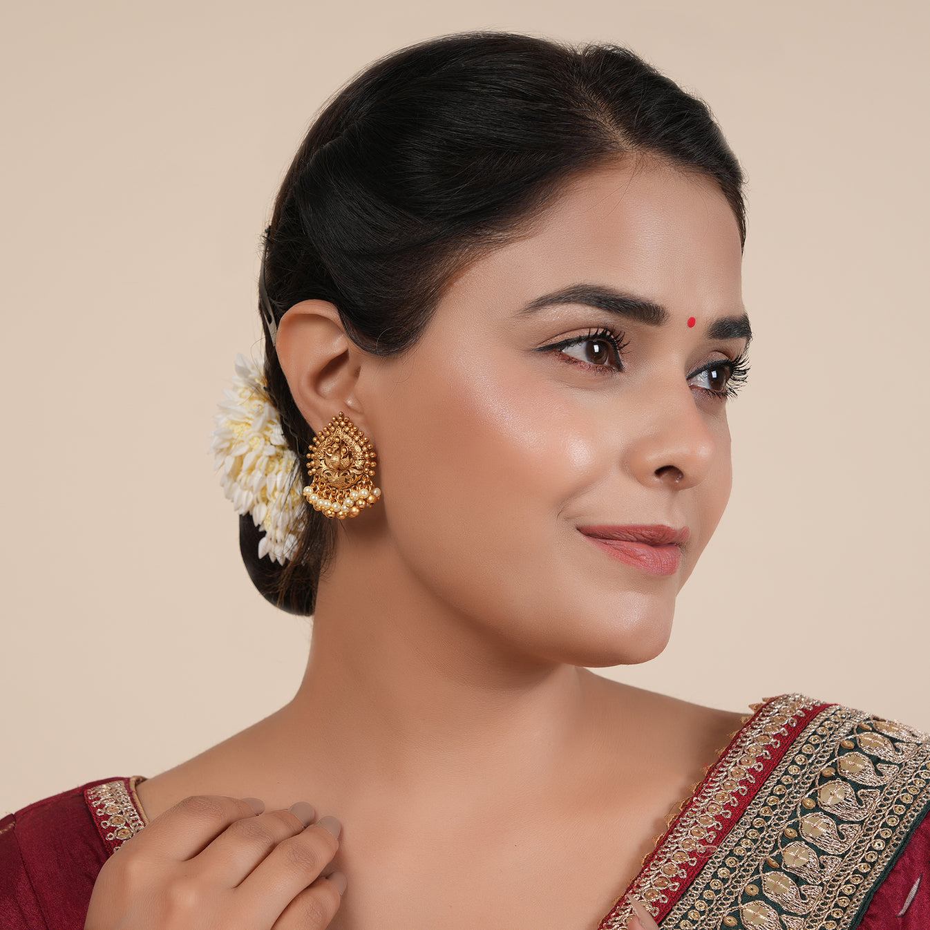 Cute peacock gold pearl drop earring Free Cod - smarsjewelrys