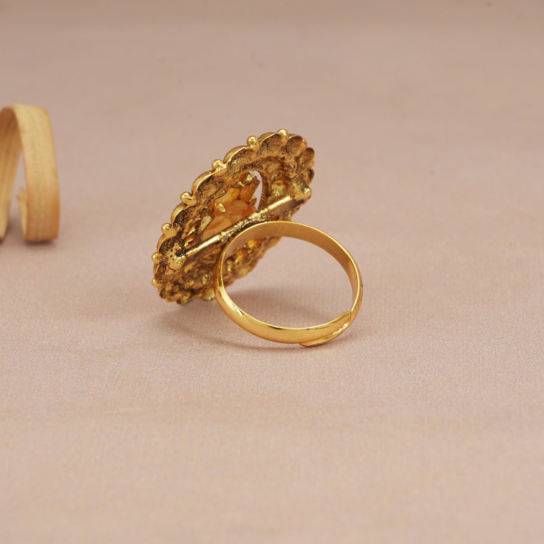 Cute plain antique gold maa lakshmi adjustable finger ring I Temple ...