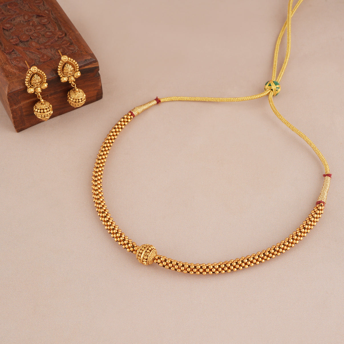 Beautiful plain antique gold necklace choker set | Free Cod - smarsjewelrys