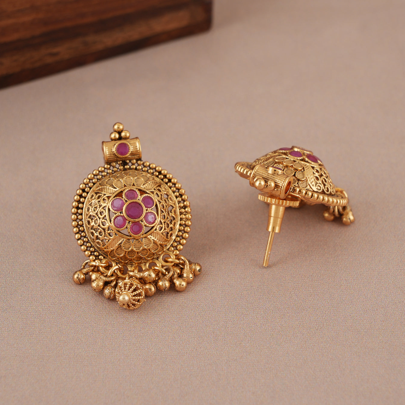 Stunning antique gold ruby pendant set - smarsjewelrys