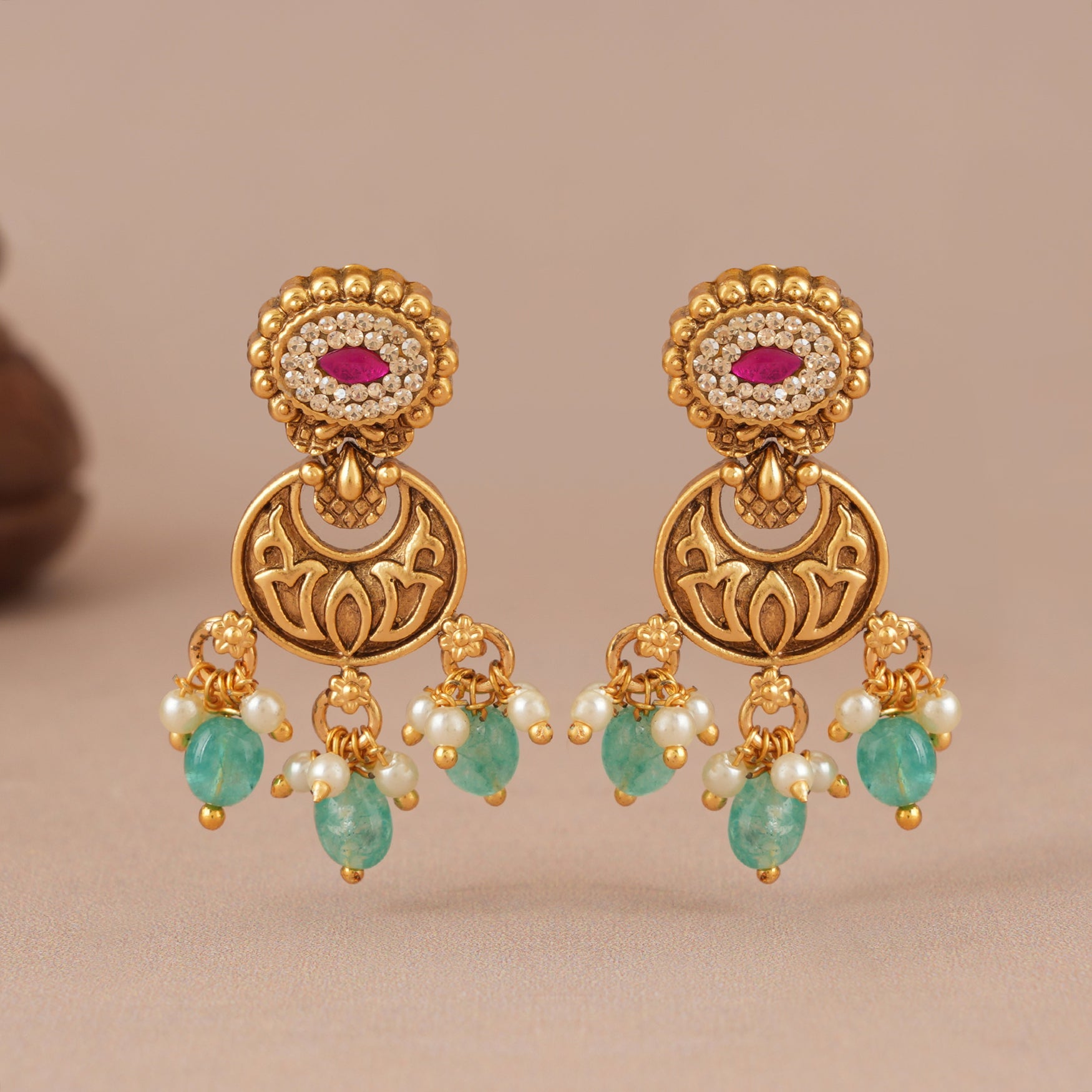 Cute stunning stone antique gold stone drop earring | Free Cod ...