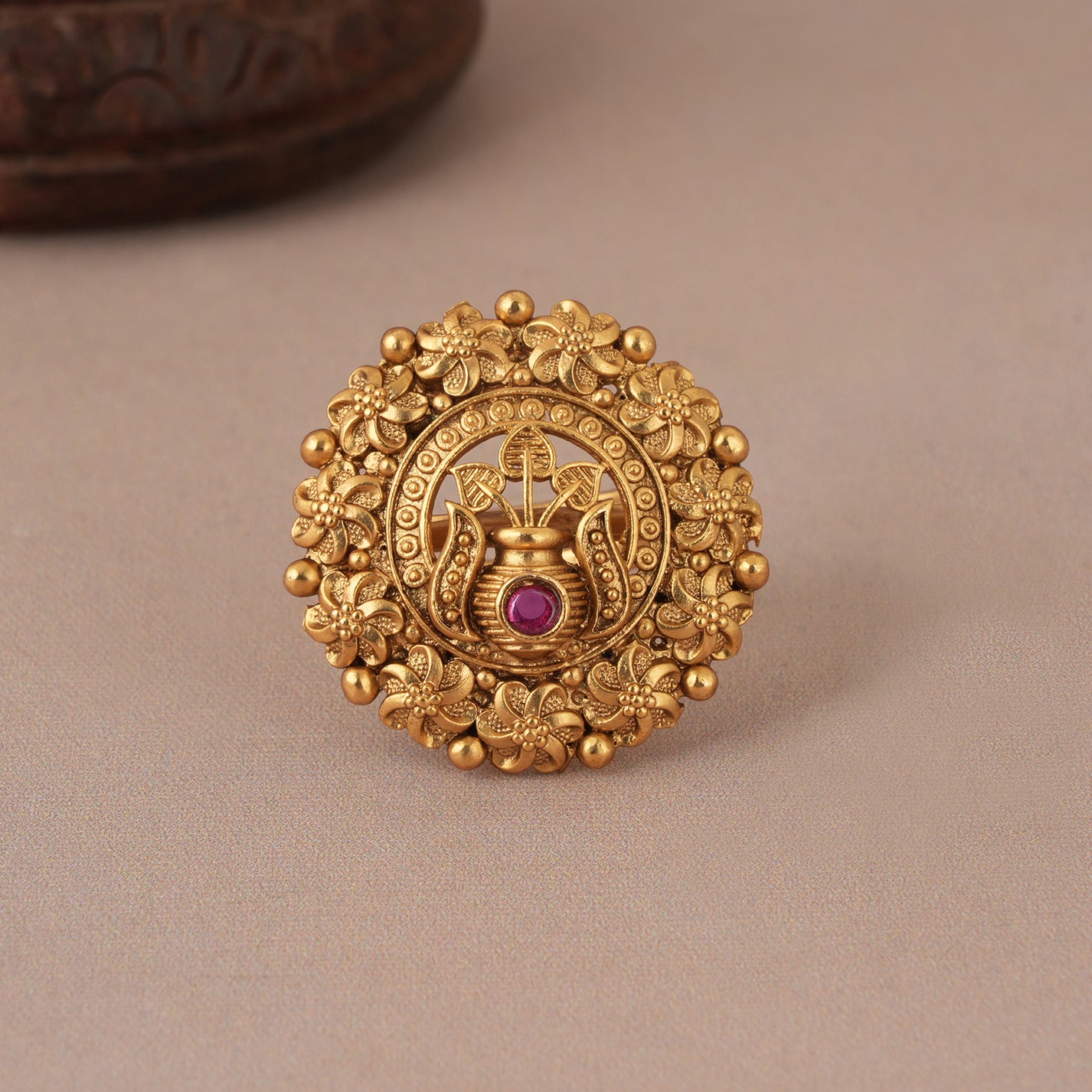 Beautiful antique gold kalash finger ring I Buy now - smarsjewelrys