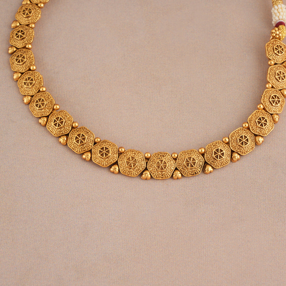 Cute elegant plain antique gold necklace set with earring | Free Cod ...